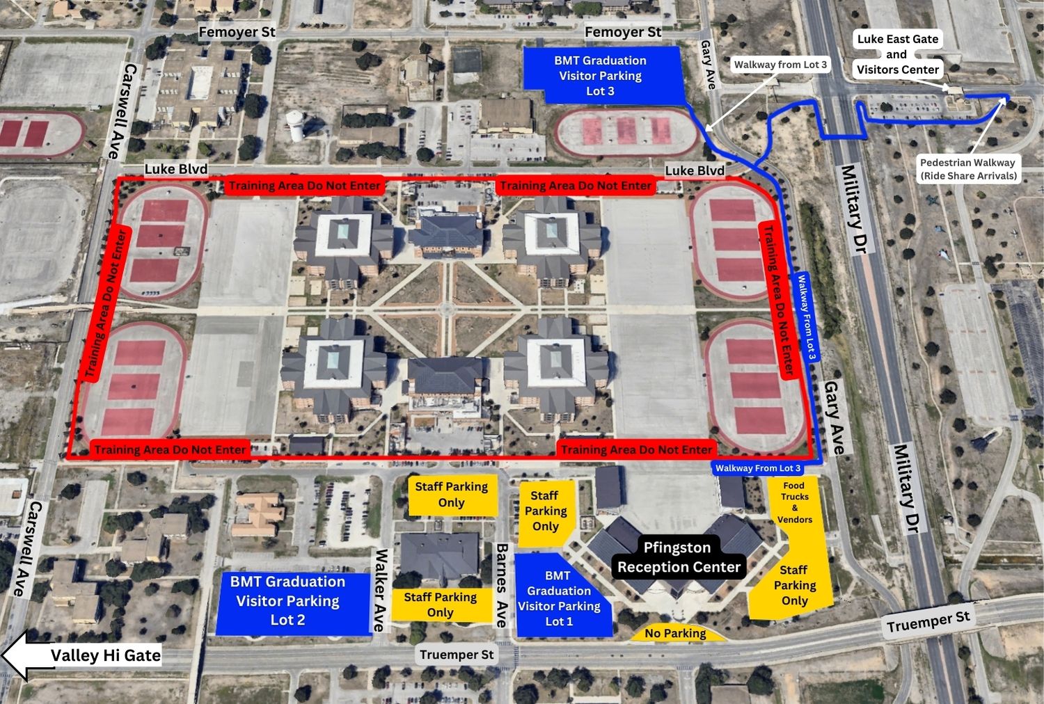 Lackland BMT Parking: Where to Park for USAF Graduation Events - PCS JOES